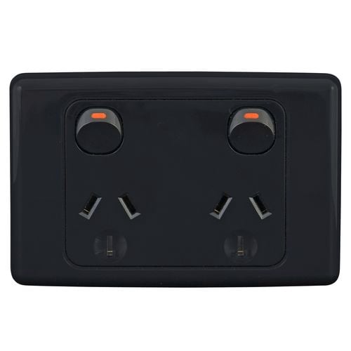 Deta 10Amp Black Double Powerpoint - Bunnings New Zealand
