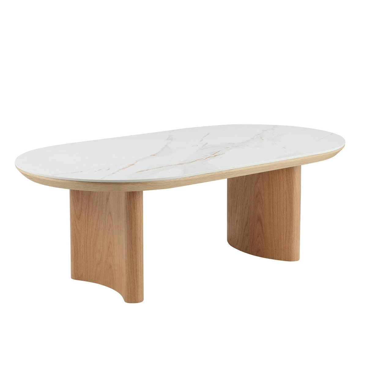 Bronya Rectangular Matte Ceramic Top Coffee Tea Table Natural/White ...