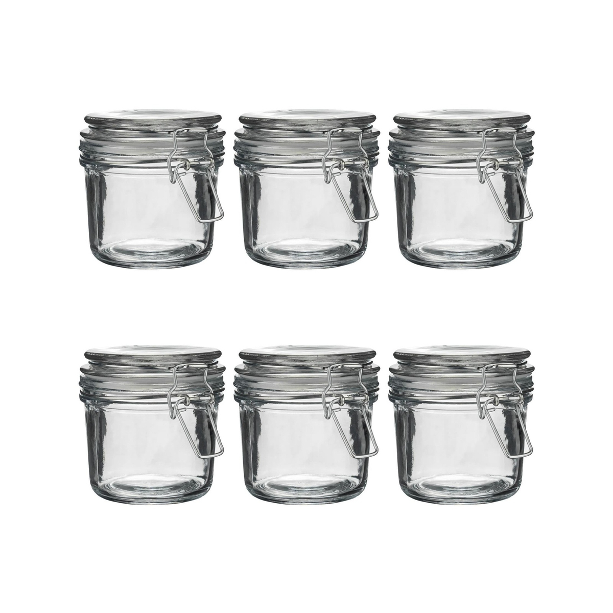 Argon Tableware Glass Storage Jars with Airtight Clip Lid - 350ml Set ...
