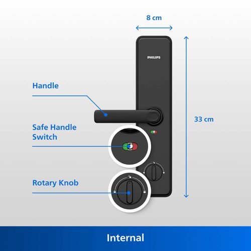 Philips Black EasyKey Fingerprint & Keypad Mortise Handle Lock ...