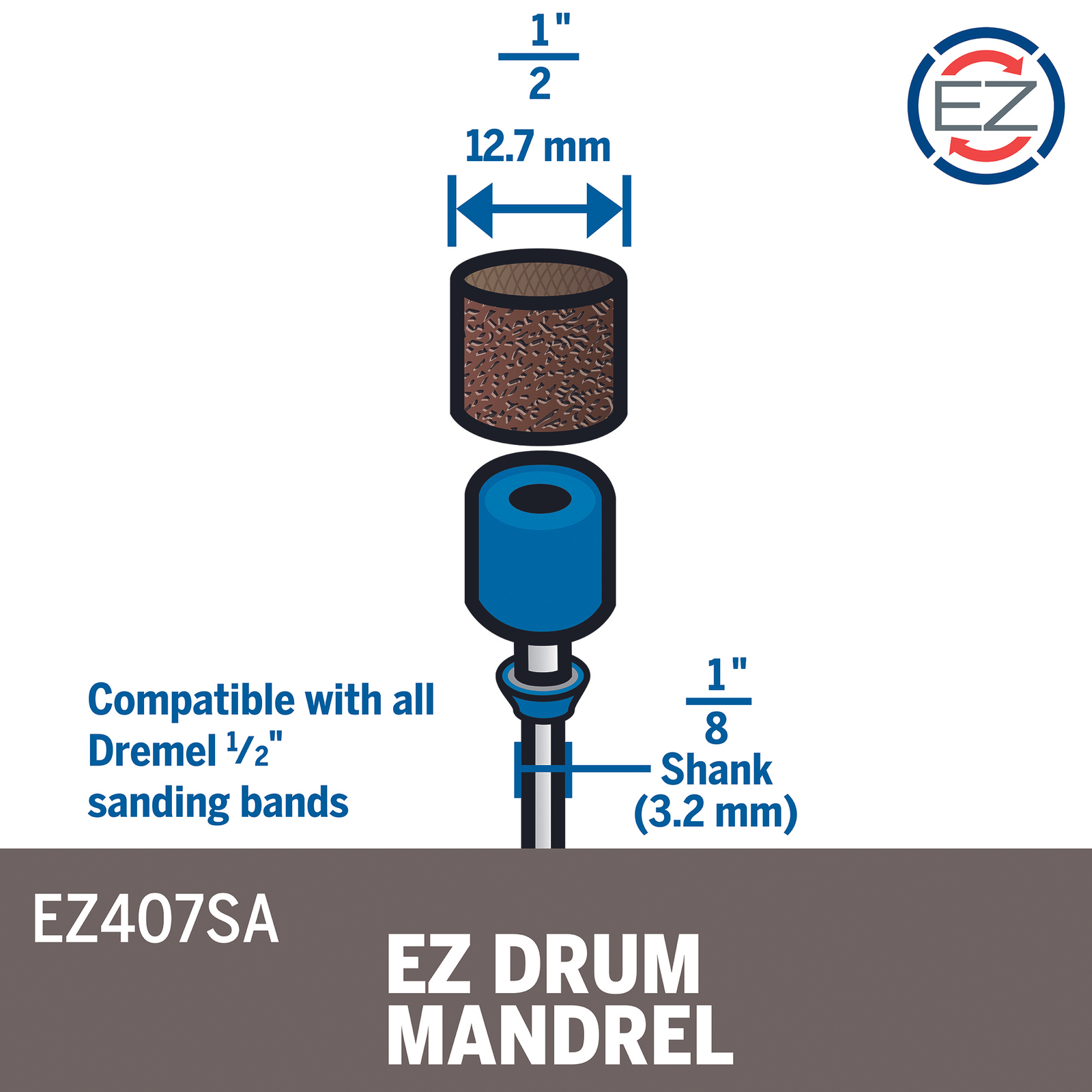 Dremel EZ Lock Sanding Drum Mandrel With 60 Grit Sanding Band Bunnings Australia