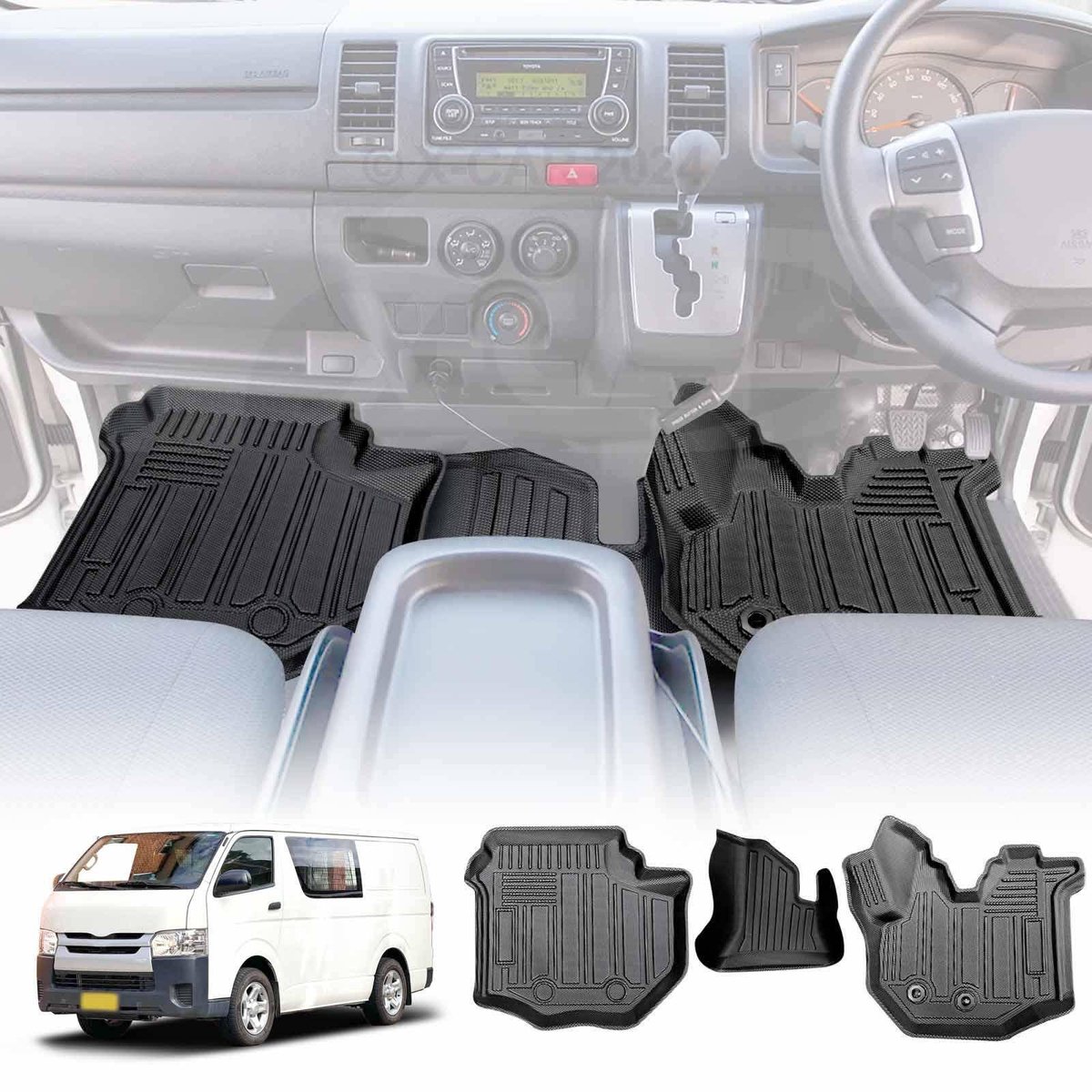 All-Weather Front Floor Mats for Toyota Hiace Van 2015-2019 Customized ...