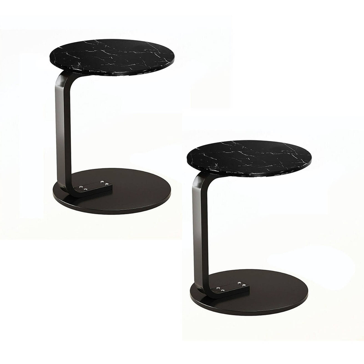 SOGA 2X 50cm Black Marble Mini Side Table Movable Lightweight w/ Black ...