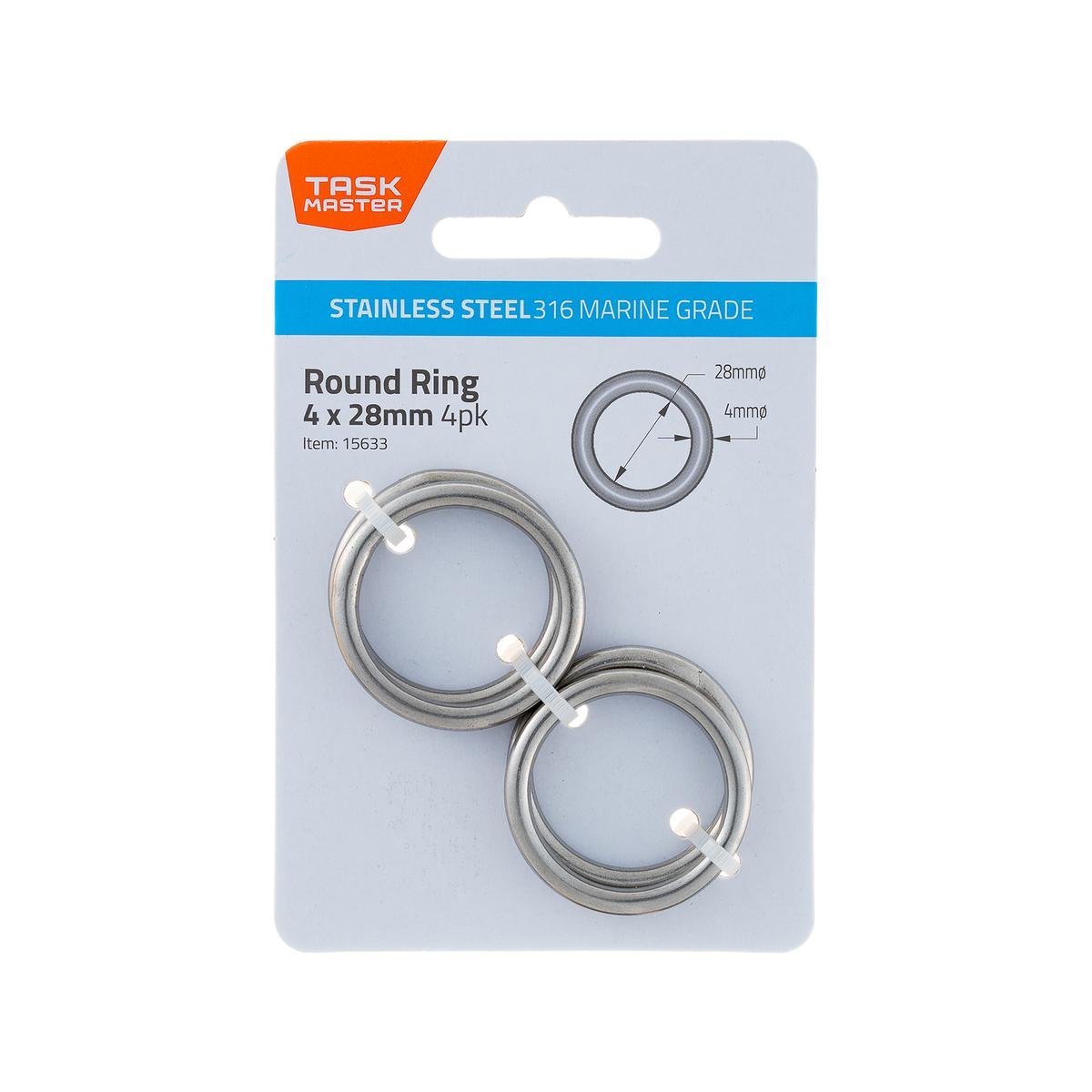 Taskmaster 4 x 28mm 316 Stainless Steel Round Rings 4 Pack Bunnings Australia