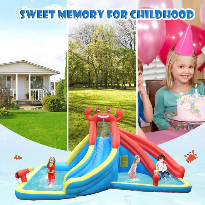 Costway Crab Inflatable Water Park Bounce House Splash Pool w/750W ...