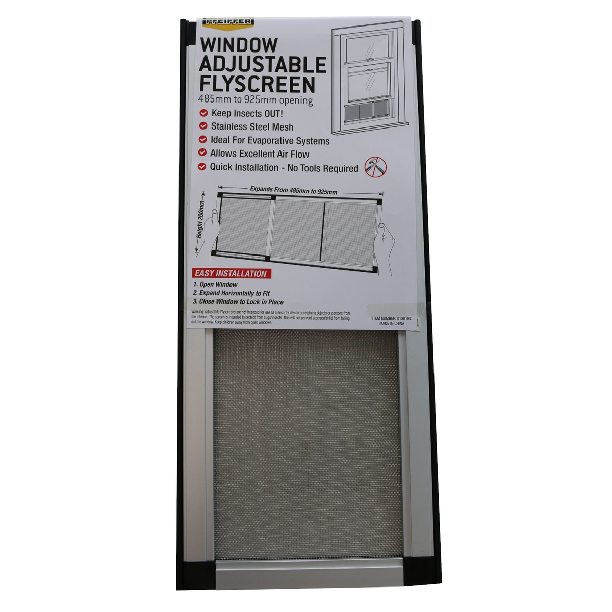 Pfeiffer 200 x 485-925mm Adjustable Window Flyscreen - Bunnings Australia