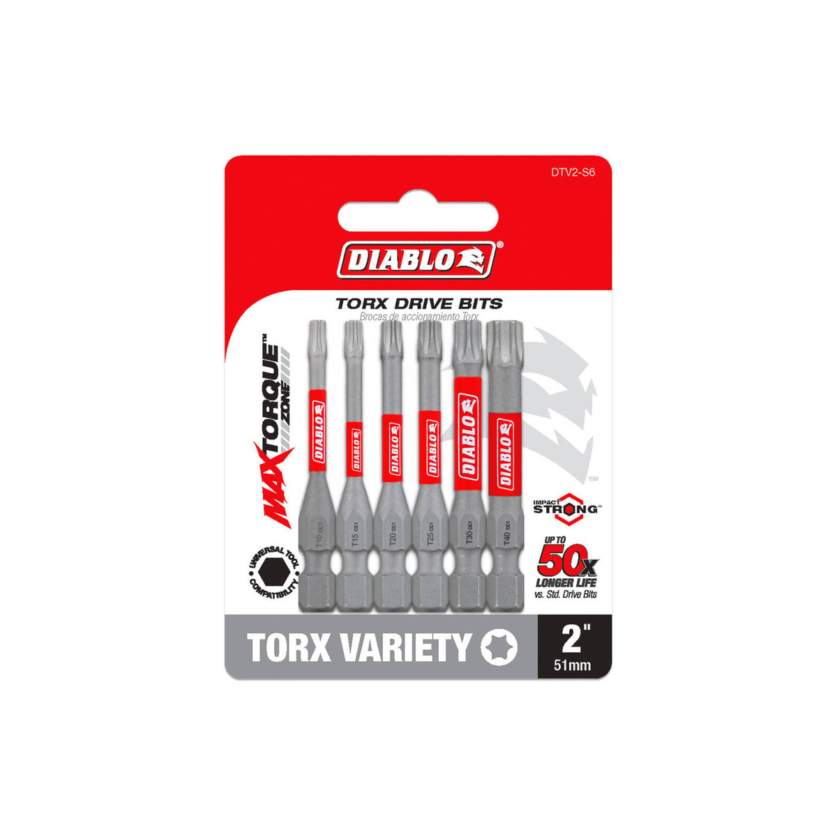 Diablo Power Bit Torx Variety 2" 6 Pack - Bunnings Australia