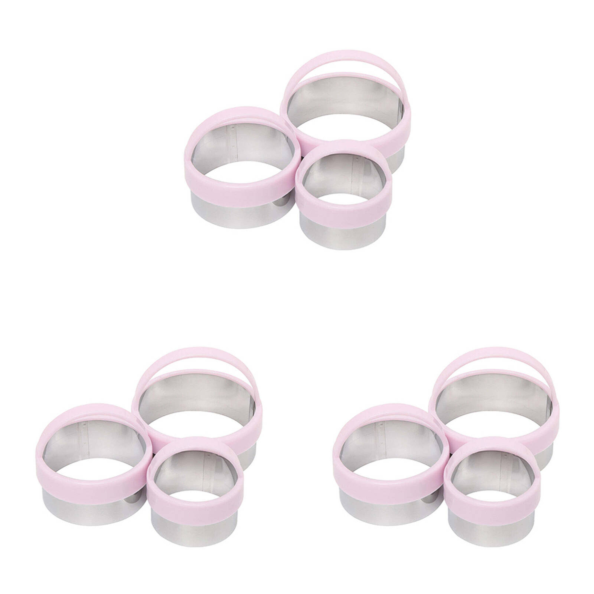 3 x 3pc Wiltshire 3 Sizes Scone and Cookie Round Cutters - Pastel Pink ...