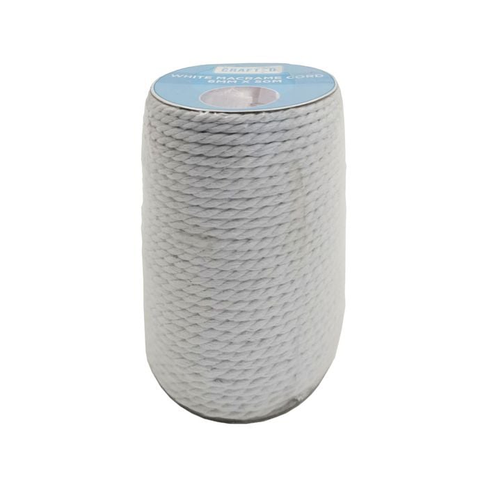 Crafted 6mm x 50m White Macrame Cord - Bunnings Australia