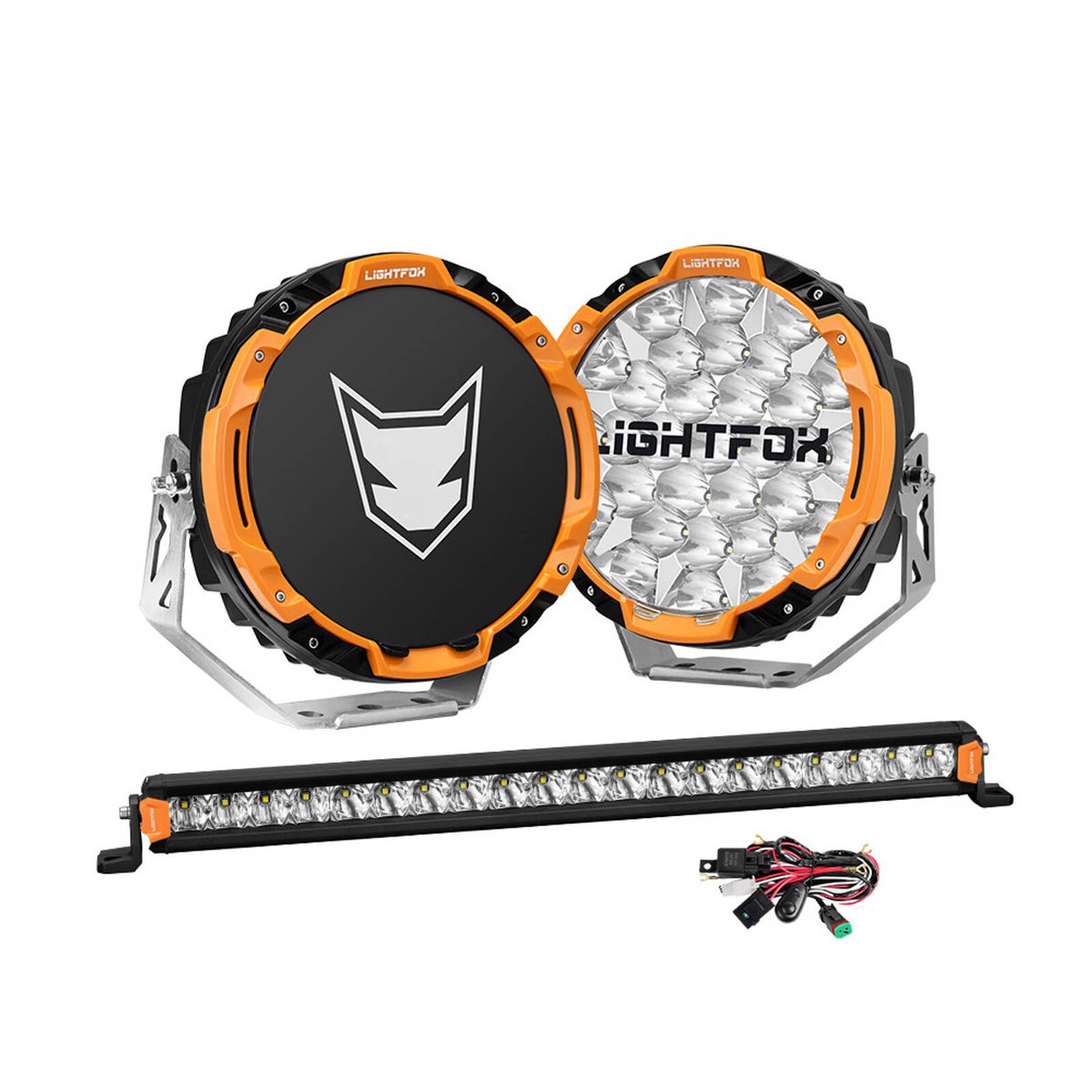LIGHTFOX Osram 9 inch LED Driving Lights + 20 inch Single Row LED Light ...