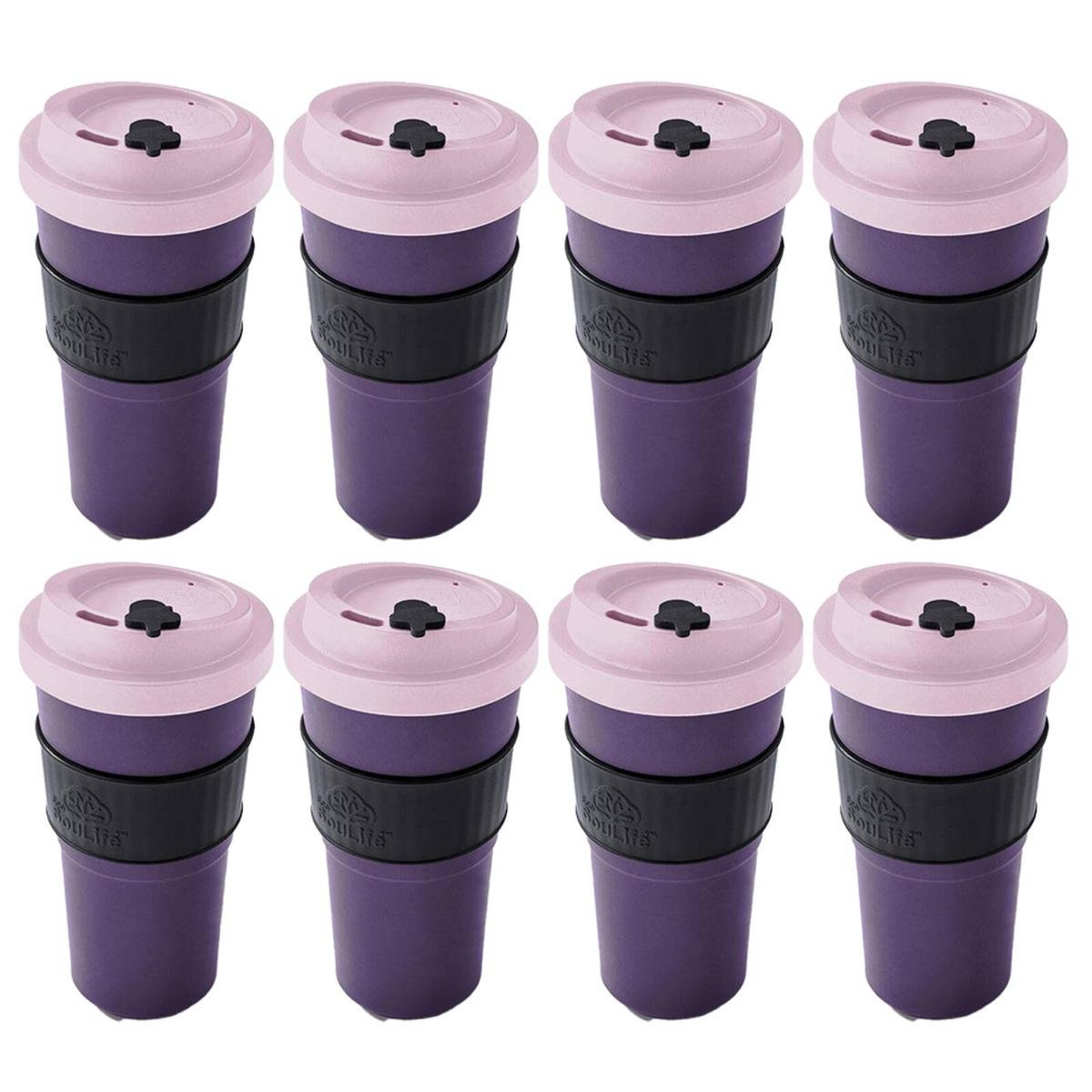 2x 4PK EcoSouLife Reusable Natural Coffee Cup 590ml - Light Berry ...