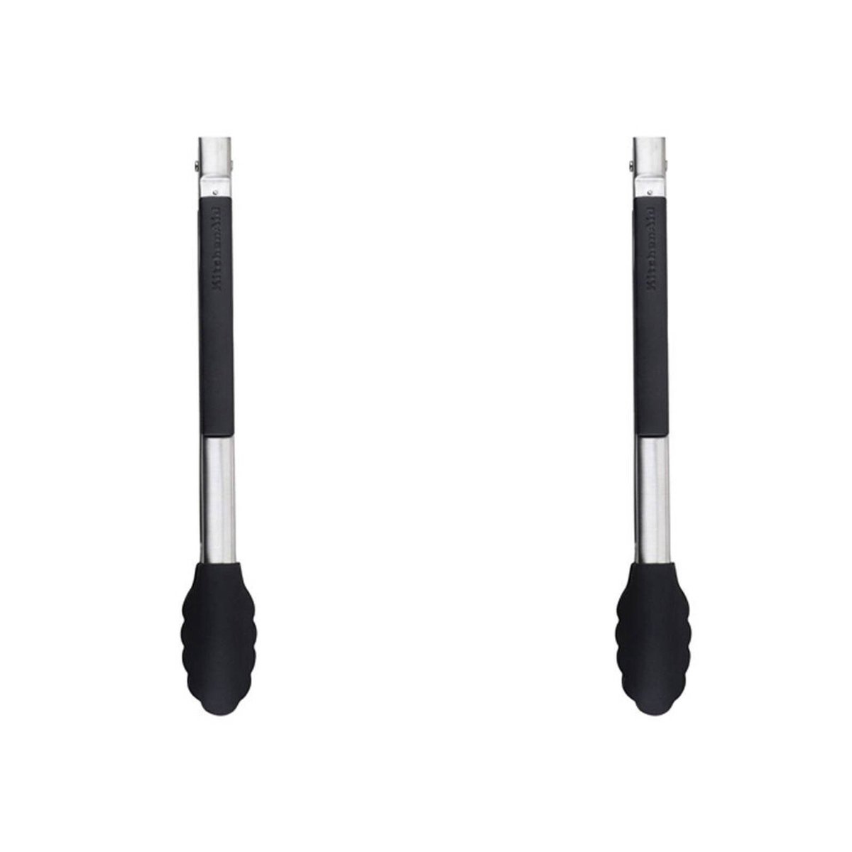 2PK KitchenAid Stainless Steel Side-Locking Tongs w/ Silicone Head 30cm ...