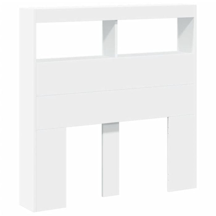 vidaXL Headboard Cabinet with LED Bed Cabinet Header Backboard White ...