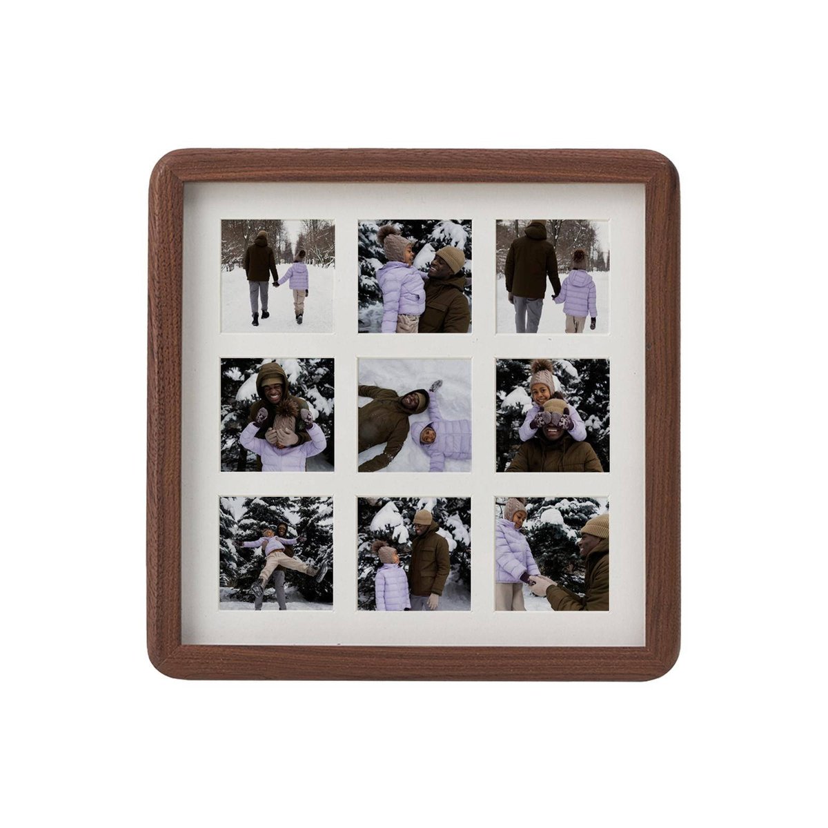 VeeArt Wooden Collage Photo Frame Square Walnut 8x8" Elliot Series ...