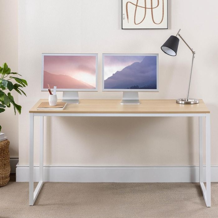 Zinus Computer Desk Home Office Table Study Desks Wooden - White 140cm ...