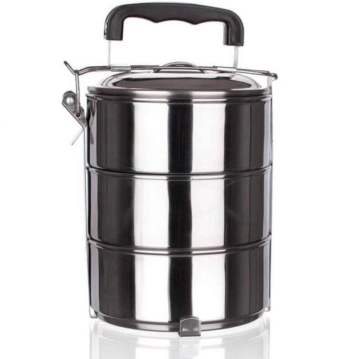 Stackable 3Tier Stainless Steel Lunch Bento Box Tiffin Storage Pot 23cm ...
