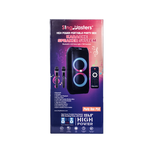 SingMasters Party Box P50 Bluetooth Karaoke Machine Speaker System ...