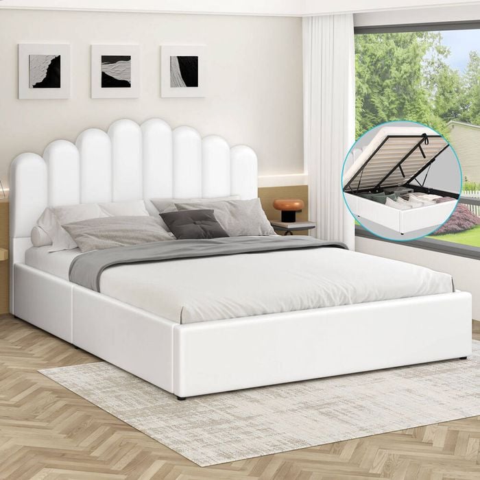 ALFORDSON Bed Frame Gas Lift Storage Base Queen - Bunnings Australia