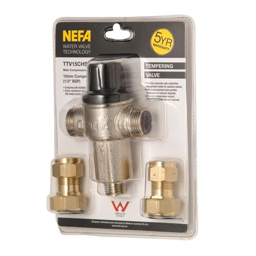 Nefa 15mm DR Brass Adjustable Tempering Valve - Bunnings Australia
