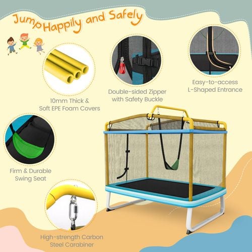 Costway 3-in-1 Kids Trampoline Swing Set security Net Yellow - Bunnings ...