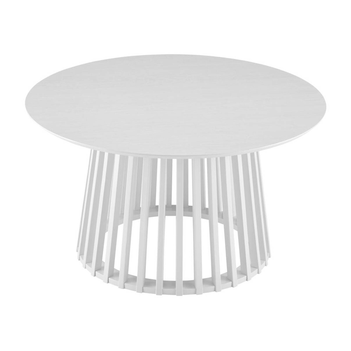 Vanessa Coffee Table Round Slat Base 90cm White - Bunnings Australia