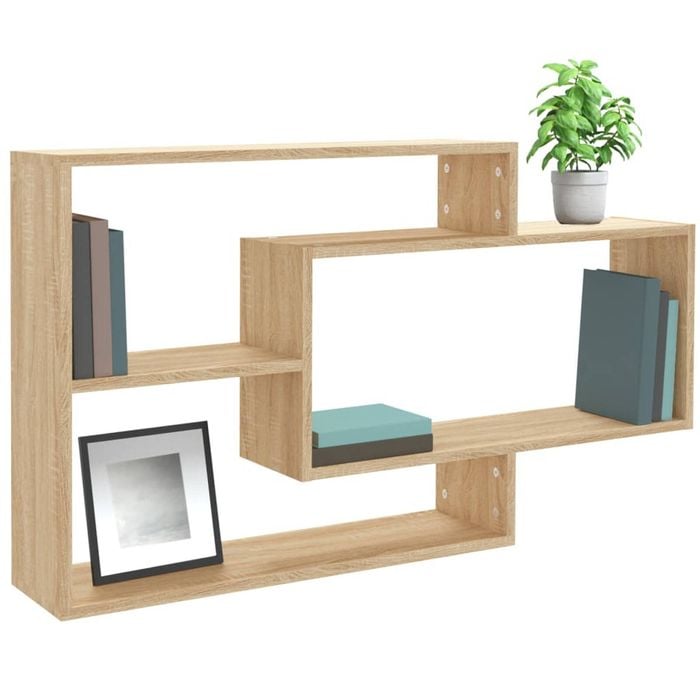 vidaXL Wall Shelves Sonoma Oak Engineered Wood Floating Storage Display ...