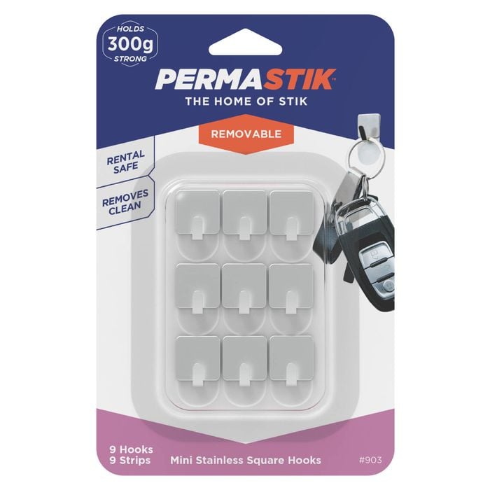Permastik Small Steel Square Hooks - 9 Pack - Bunnings Australia