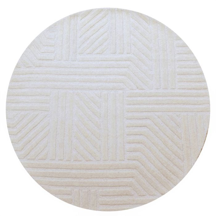 Modern Handmade Round Rug-Addison 6368-Ivory-160x160cm - Bunnings Australia