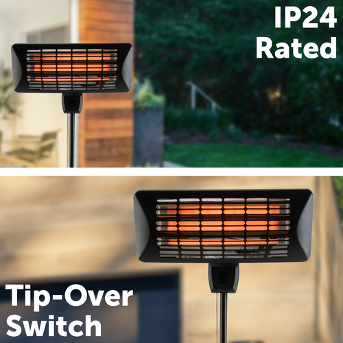 Jumbuck 2000W Black Matte Radiant Patio Heater - Bunnings Australia