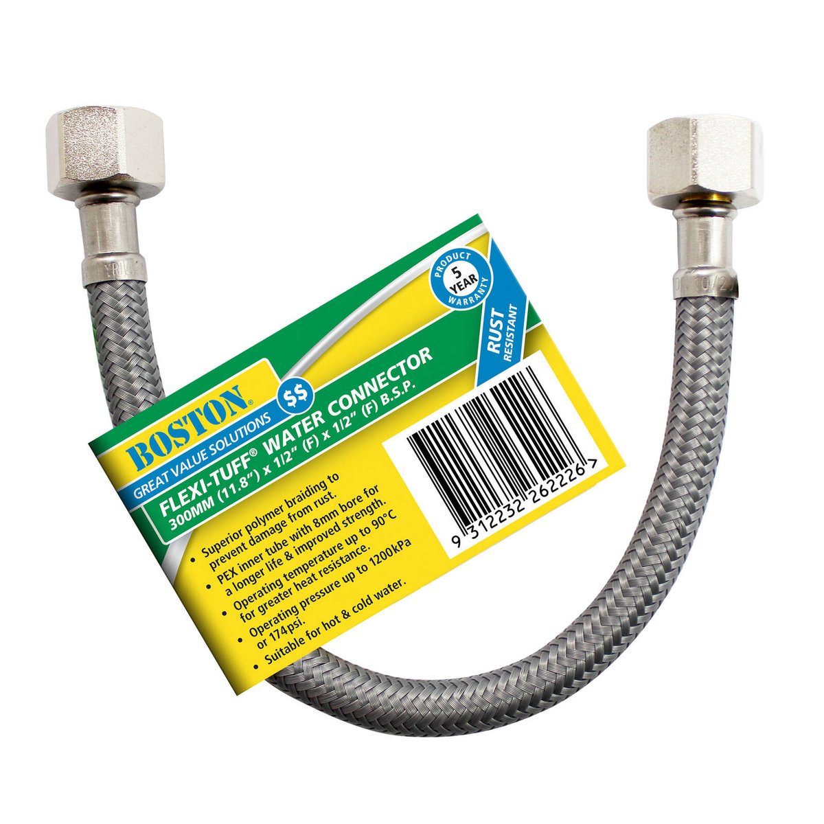 BOSTON 300mm Polymer Braided FLEXI-TUFF Water Connector - Bunnings New ...