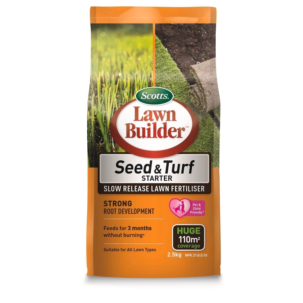 Scotts Lawn Builder 2.5kg Seed And Turf Starter Slow Release Fertiliser ...