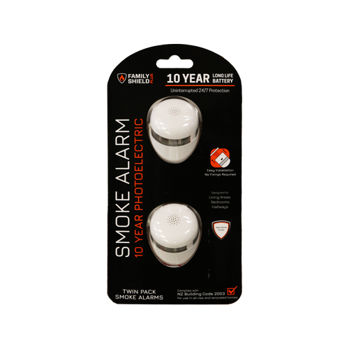 Family Shield 10 Year Photoelectric Round Smoke Alarm - Twin Pack ...