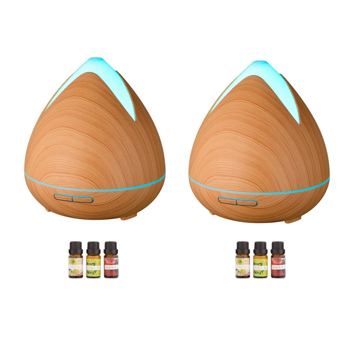 2 x PureSpa Ultrasonic Diffusers + 6 Diffuser Oils Set Light Wood ...