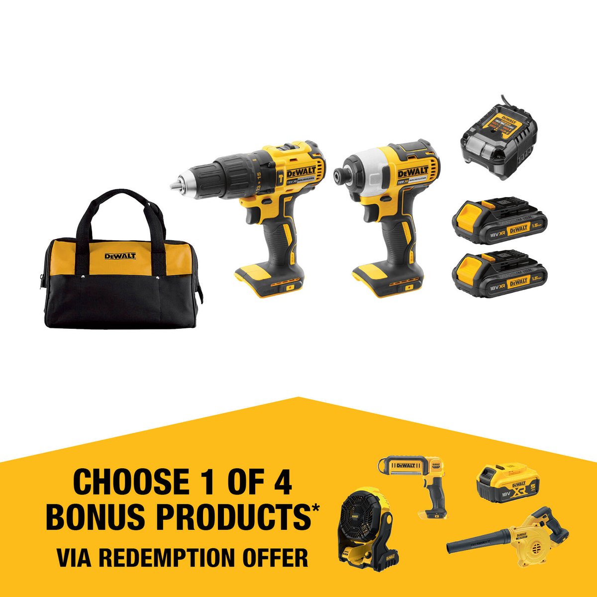 DeWALT 2 Piece 18V Brushless Combo Kit - Bunnings Australia