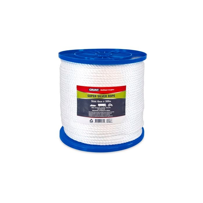 Grunt 6mm x 300m White Super Silver Rope - Bunnings Australia