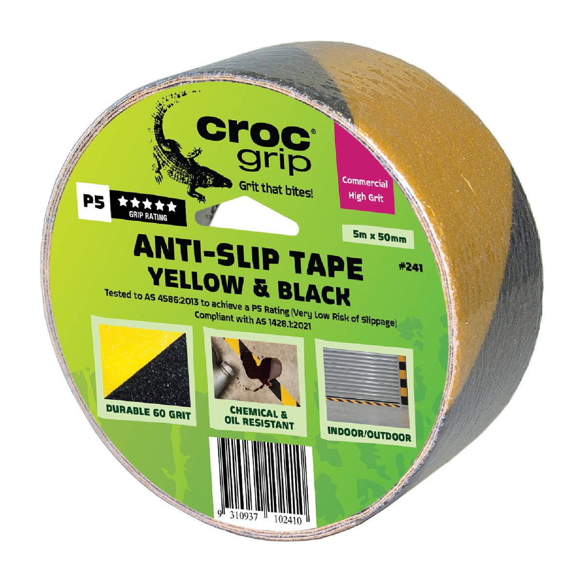 Croc Grip 5m x 50mm Yellow & Black Anti-Slip Tape - Bunnings Australia