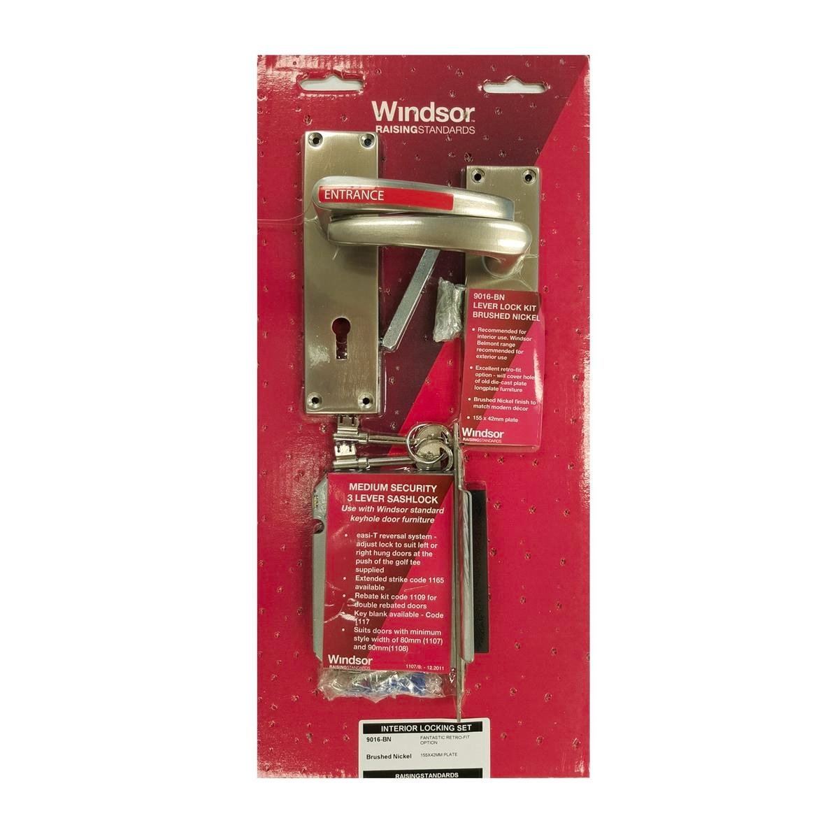 Windsor Brushed Nickel Contract Lever Lock Kit - Bunnings New Zealand