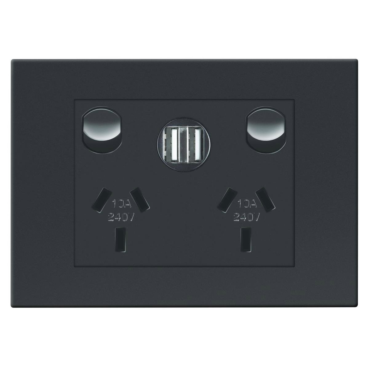 HPM VIVO Double Powerpoint With Double USB Port - Grey - Bunnings Australia