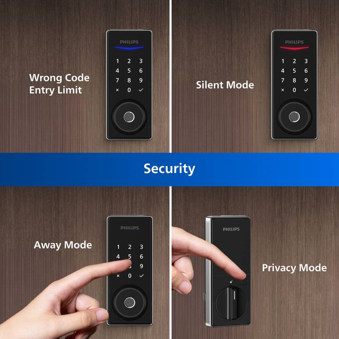 Philips Nickel EasyKey Fingerprint Deadbolt Door Lock With Mechanical ...