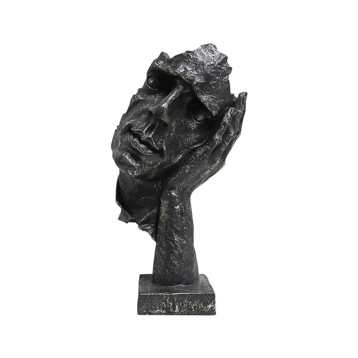 SOGA 29cm Black Resin Sculpture – Resting Face on Hand Art - Bunnings ...