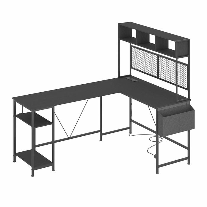 Advwin 170cm L Shaped Gaming Desk with LED Lights & Power Outlets ...