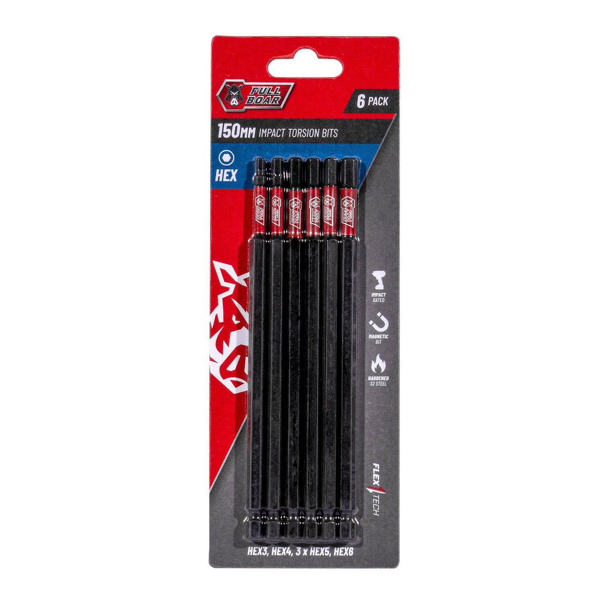 Full Boar HEX x 150mm Impact Torsion Bits Set - 6 Pack - Bunnings New ...
