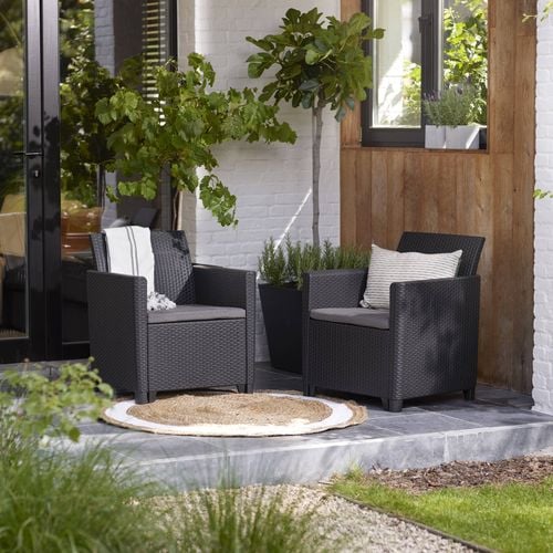 Keter Claire 5 Seater with Lyon Table & Storage Table - Bunnings Australia