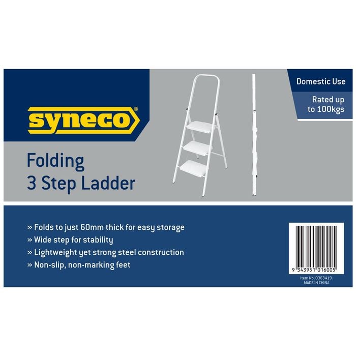 Syneco 100kg 3 Step Domestic Steel Folding Ladder Bunnings New Zealand