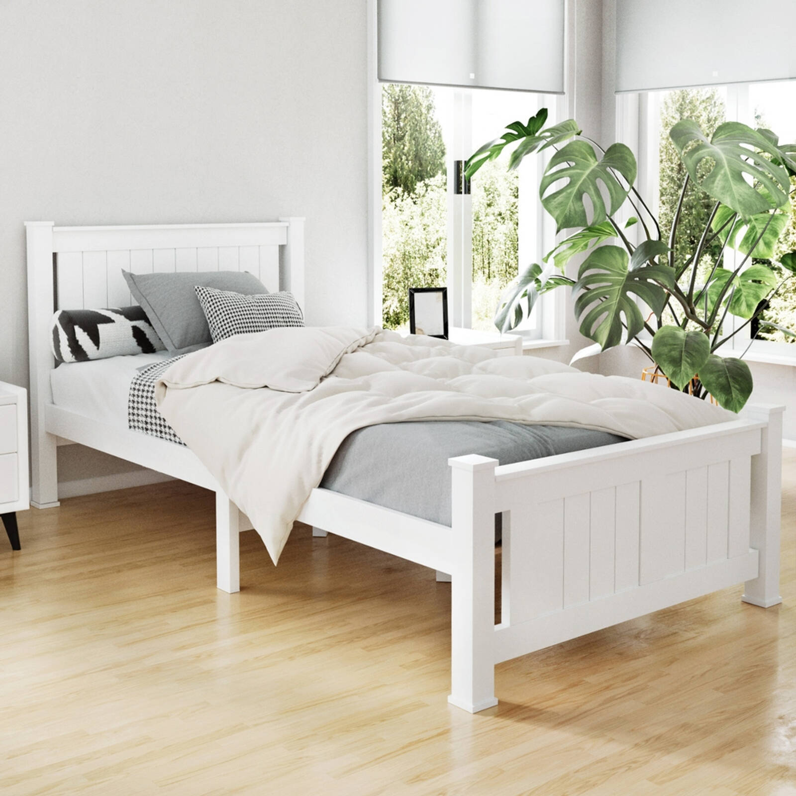 Wooden Bed Frame RIO White Single Bunnings Australia