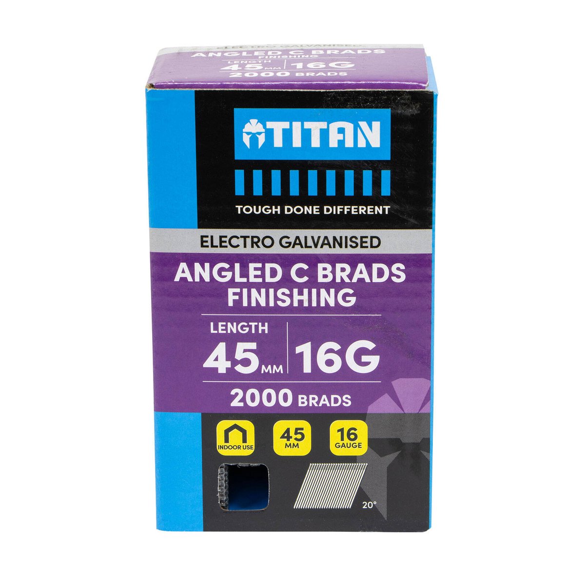 Titan 45 x 1.6mm Electro Galvanised 20 Angled Collated Nail C Brads ...
