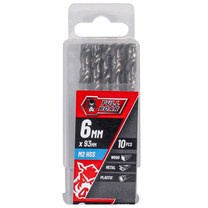 Full Boar 6mm M2 HSS Drill Bit - 10 Pack - Bunnings Australia