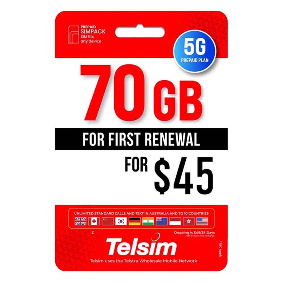 Telsim 45 Prepaid SIM Card - Bunnings Australia