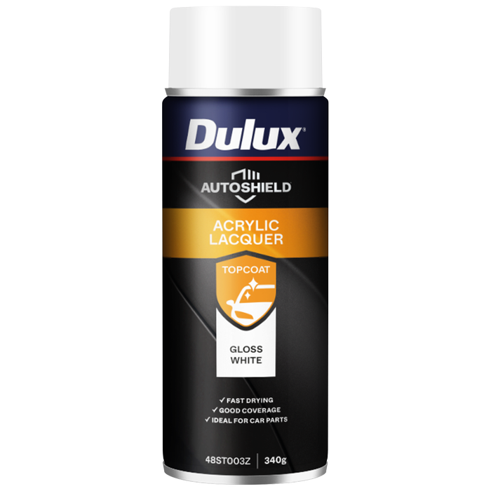 Dulux 340g White Gloss Autoshield Acrylic Lacquer Spray Paint ...