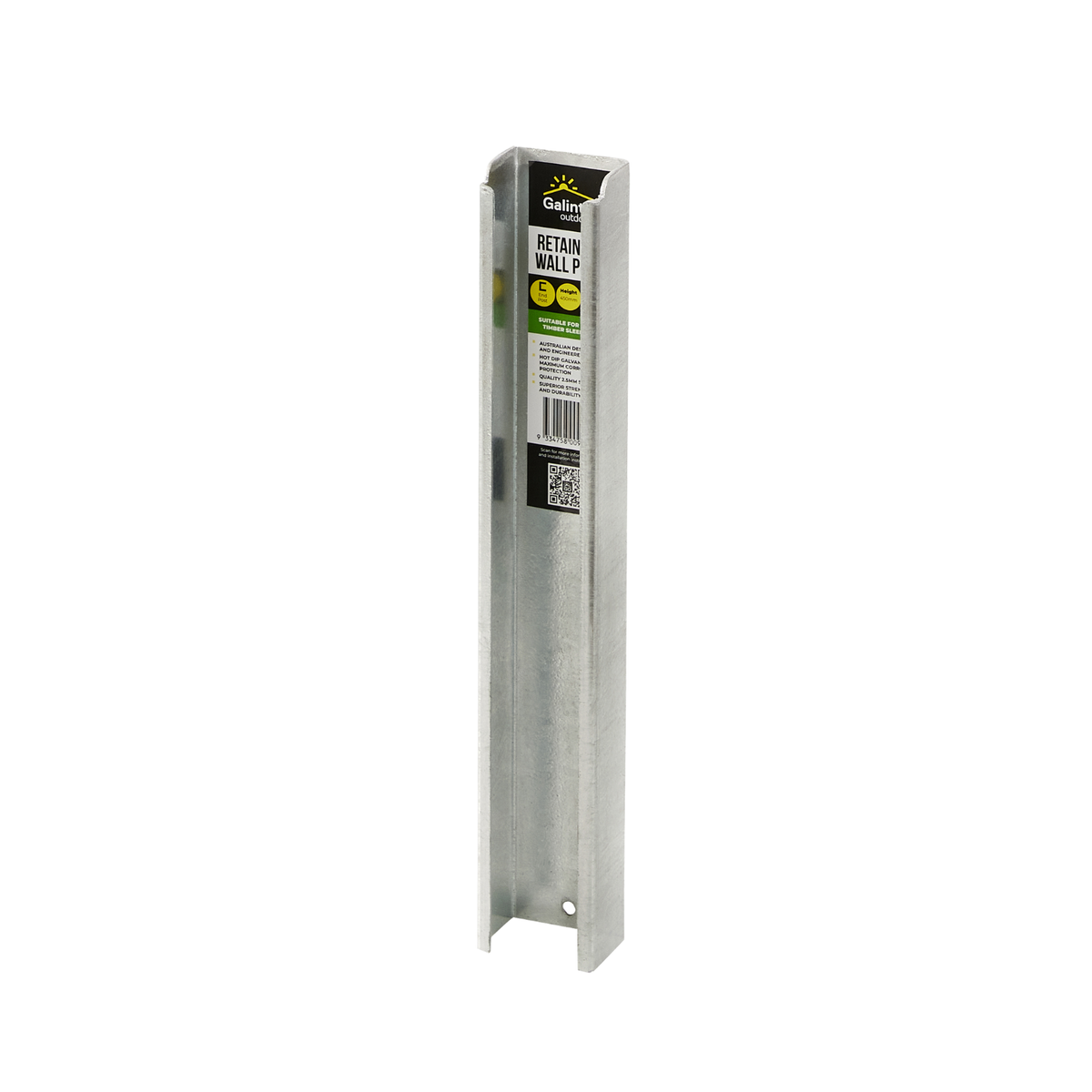 Galintel Outdoors 50 x 450mm Hot-Dip Galvanised Retaining Wall C End ...